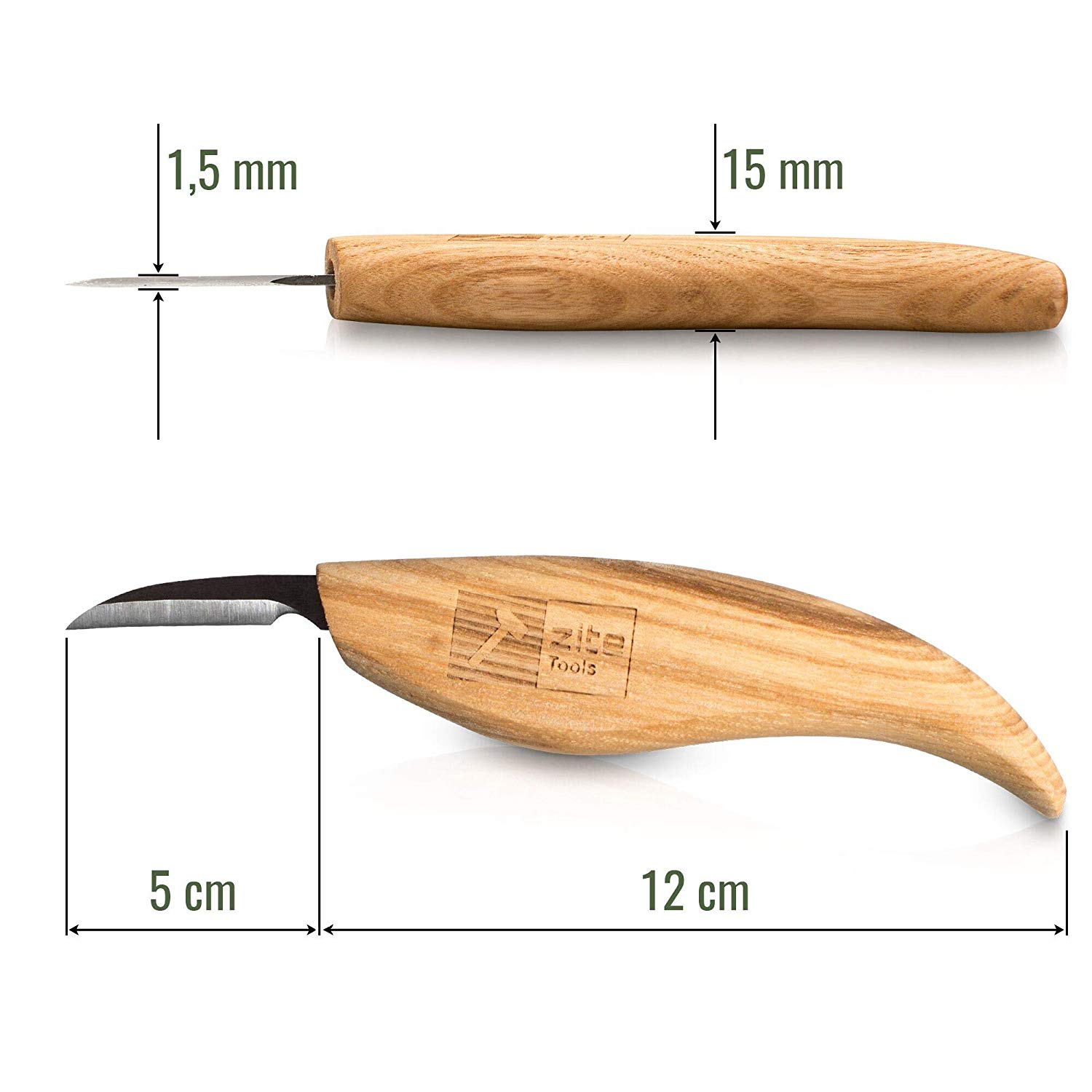 Zite Tools Schnitzmesser Rund mit Holzgriff